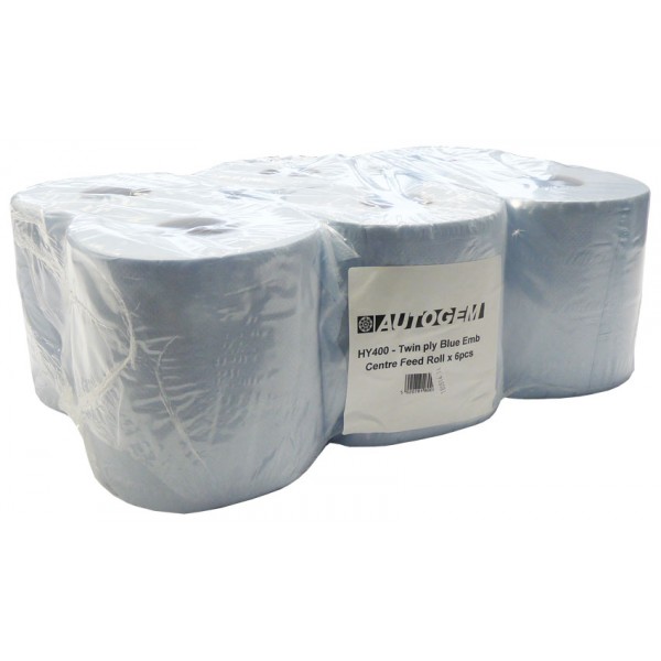 6 x Twin Ply Blue Paper Roll - Motrio